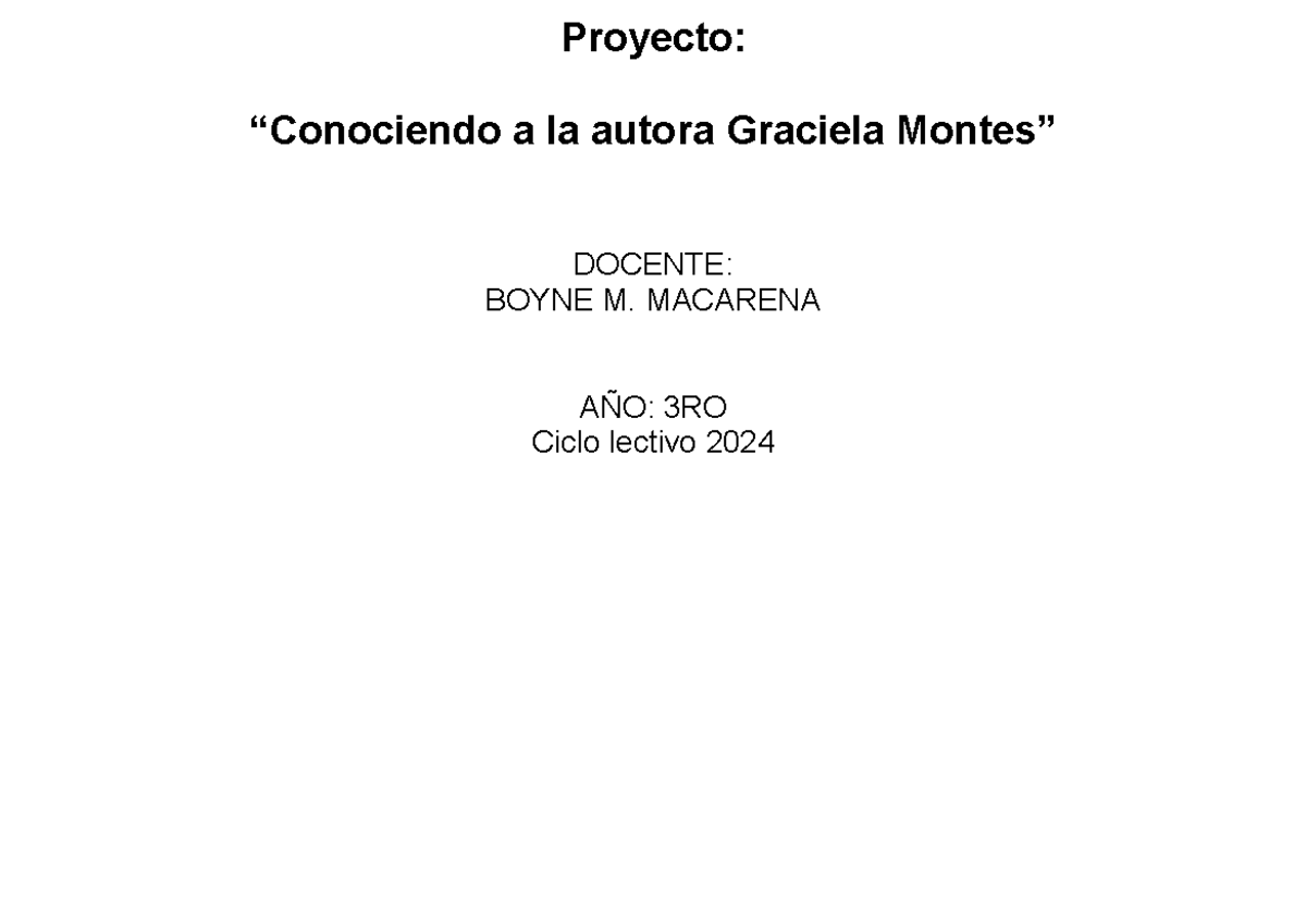 2-Proyecto G Montes - PROYECTO - Proyecto: “Conociendo a la autora ...