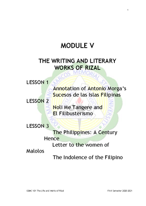 Module 4 ( Rizal) - INTRODUCTION Welcome back! So this is your fourth module for this course ...