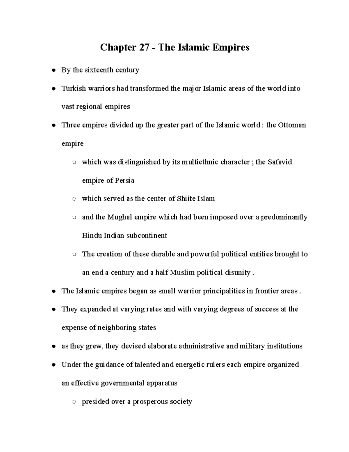 AP World History (Chapter 27) - Chapter 27 - The Islamic Empires By the ...