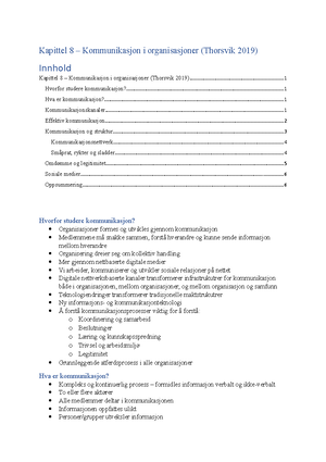 Studoc - 4.-9.5. kapittel - Hvordan organisasjoner fungerer - 4. Organisasjons – Kultur. 4. Et ...