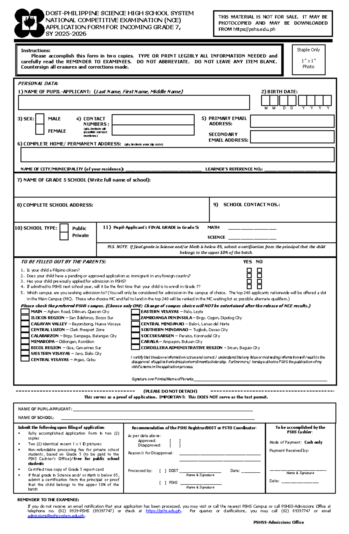 2024 NCE Application Form - DOST-PHILIPPINE SCIENCE HIGH SCHOOL SYSTEM ...