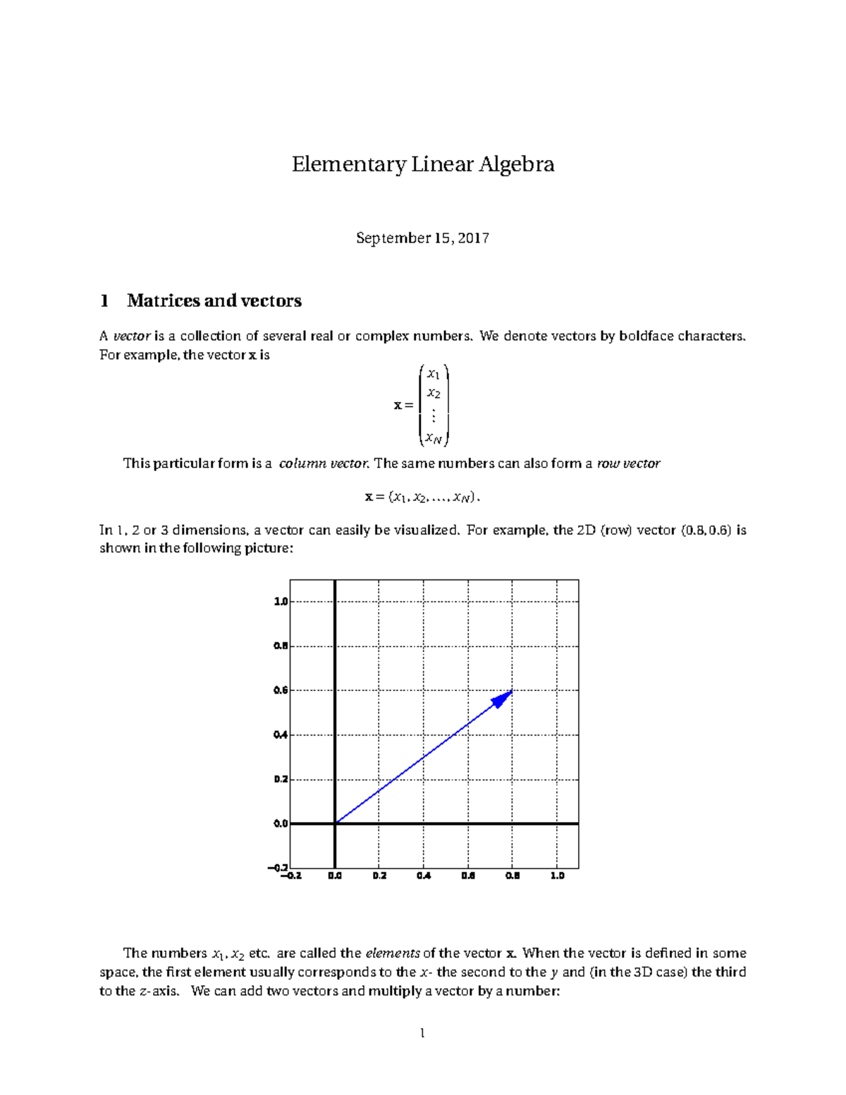 Linear Algebra 1 - We denote vectors boldface characters. For example ...