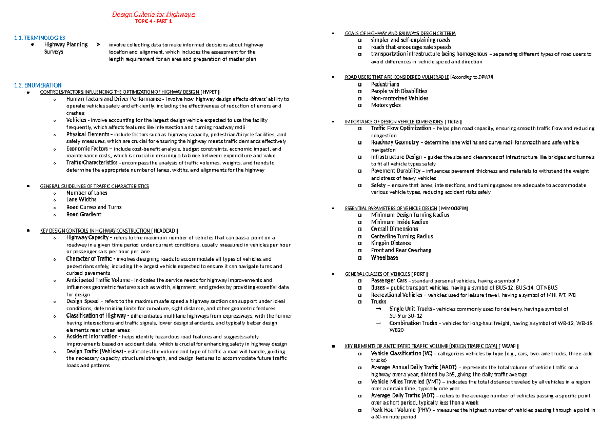 Topic 4 - Design Criteria for Highways - Design Criteria for Highways ...