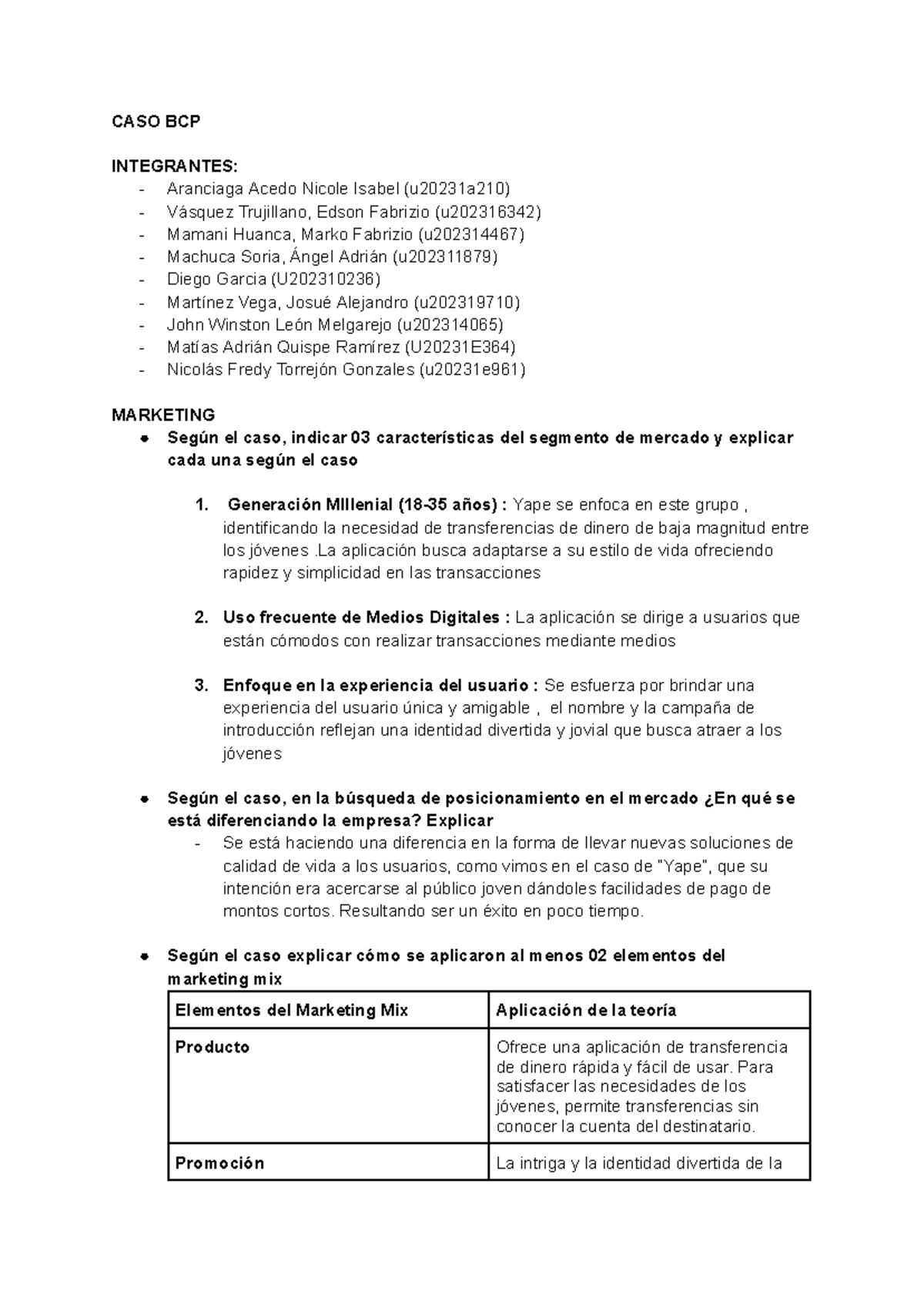 CASO BCP - CASO BCP - CASO BCP INTEGRANTES: - Aranciaga Acedo Nicole ...
