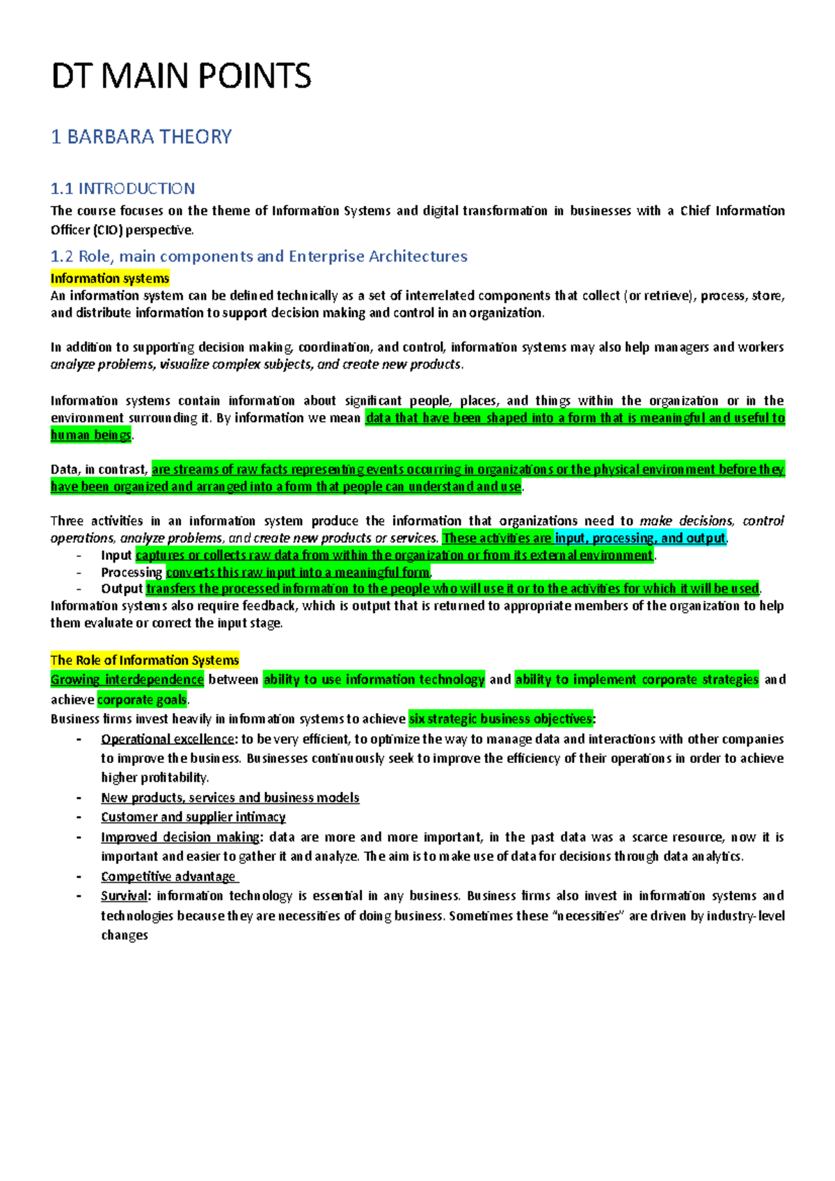 DT MAIN Points - Barbara part - DT MAIN POINTS 1 BARBARA THEORY 1 ...