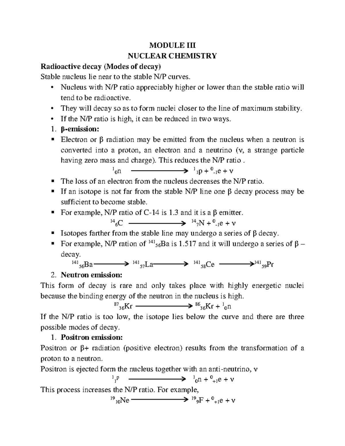 Module II Nuclear chemistry note 4 - MODULE III NUCLEAR CHEMISTRY ...