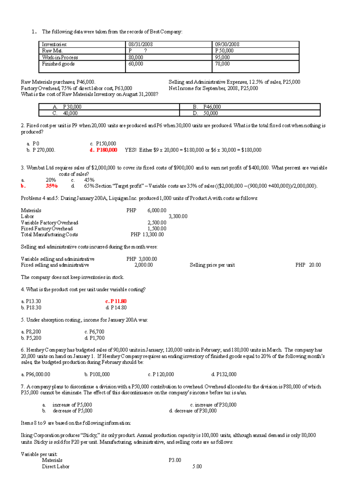 Cost Accounting - 1. The following data were taken from the records of ...