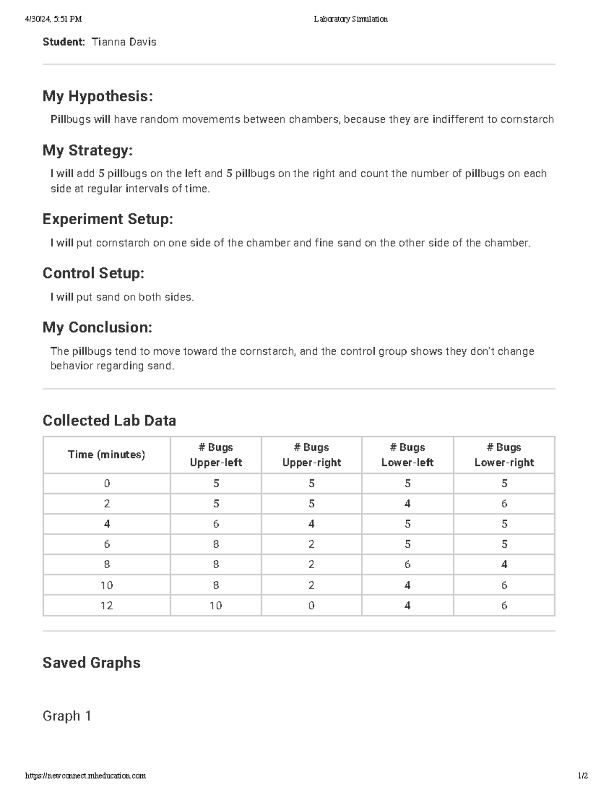 Virtual Lab Applying the Scientific Method - Pillbug Preference - 4/30/24, 5:51 PM Laboratory ...