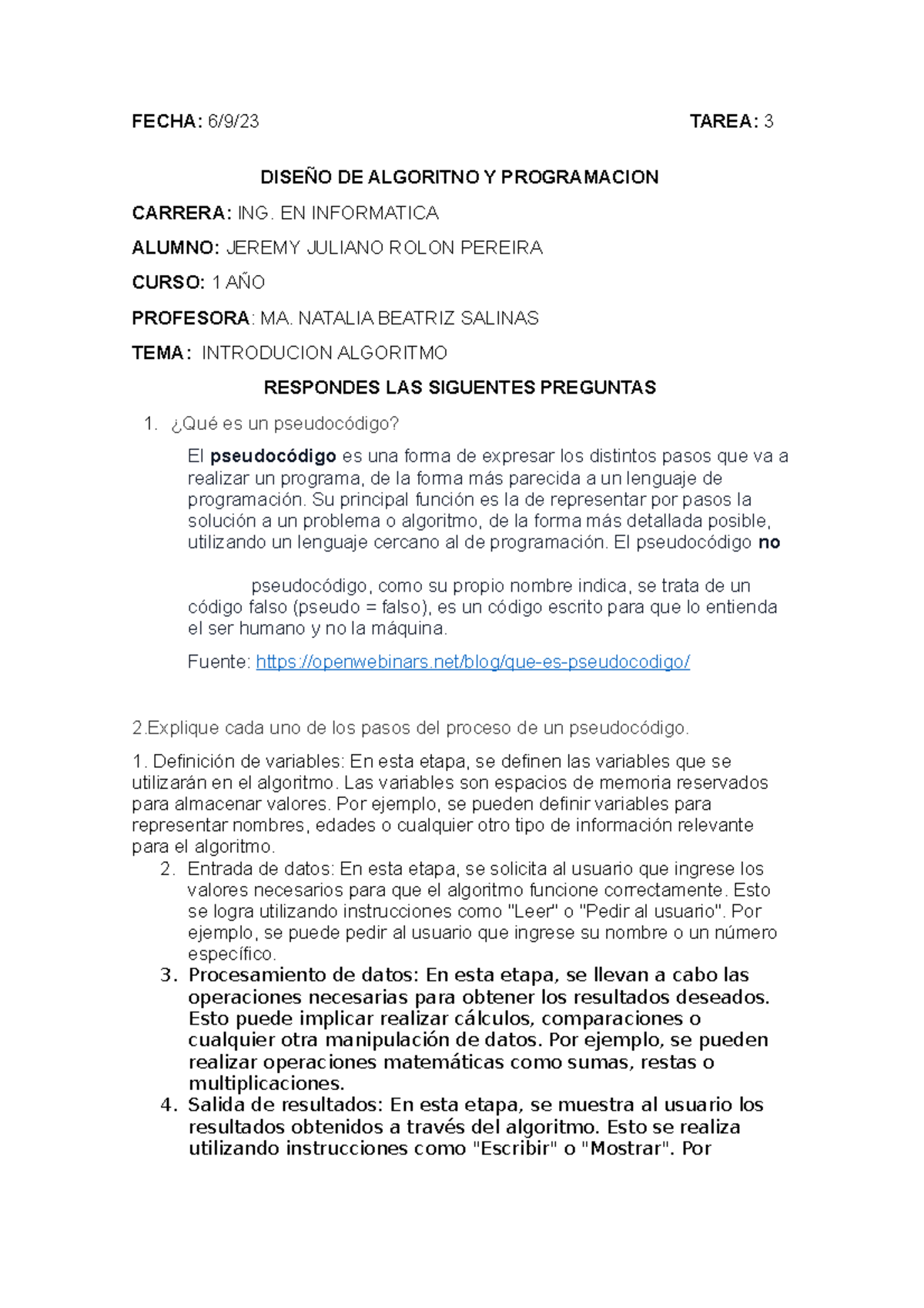 Rolon Pereira,Jeremy Juliano TC 03 - FECHA: 6/9/23 TAREA: 3 DISEÑO DE ...