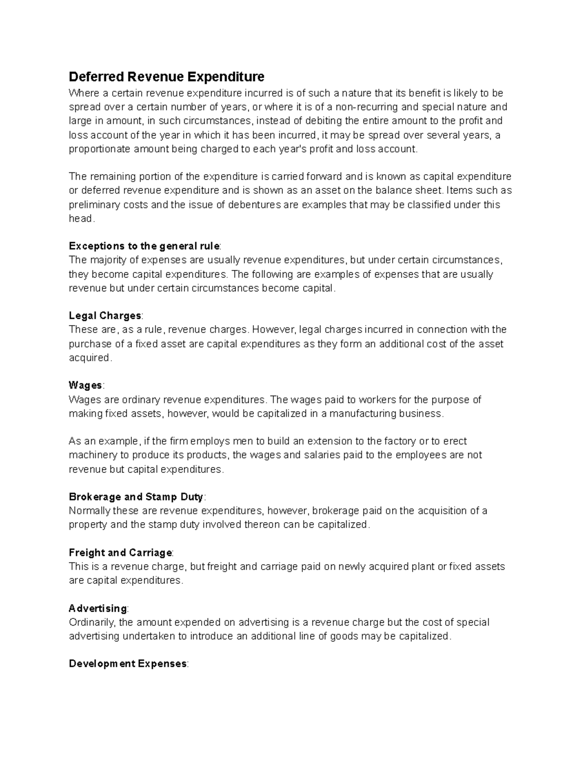 Deferred Revenue Expenditure - The remaining portion of the expenditure ...