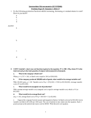 ECON2000 tutorial 2 - Econ - Intermediate Microeconomics I Tutorial ...