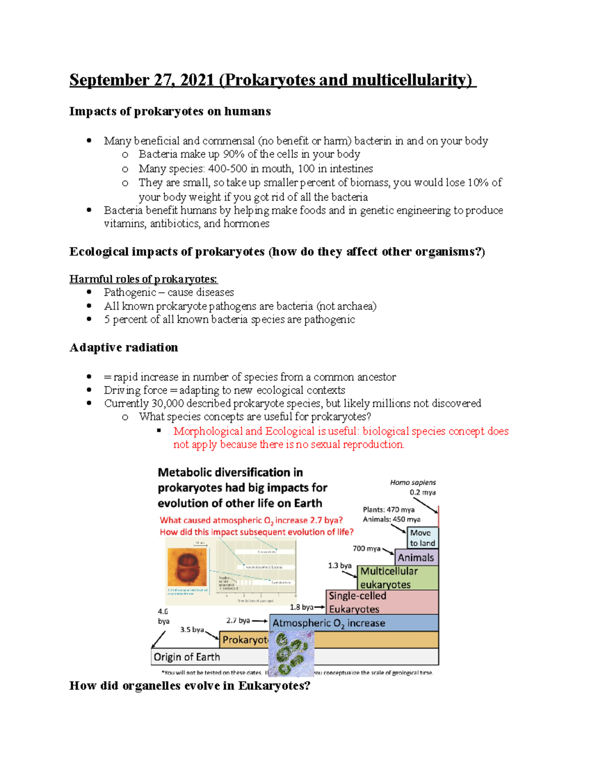 Week 6 Notes (Unit 2) - September 27, 2021 (Prokaryotes and ...