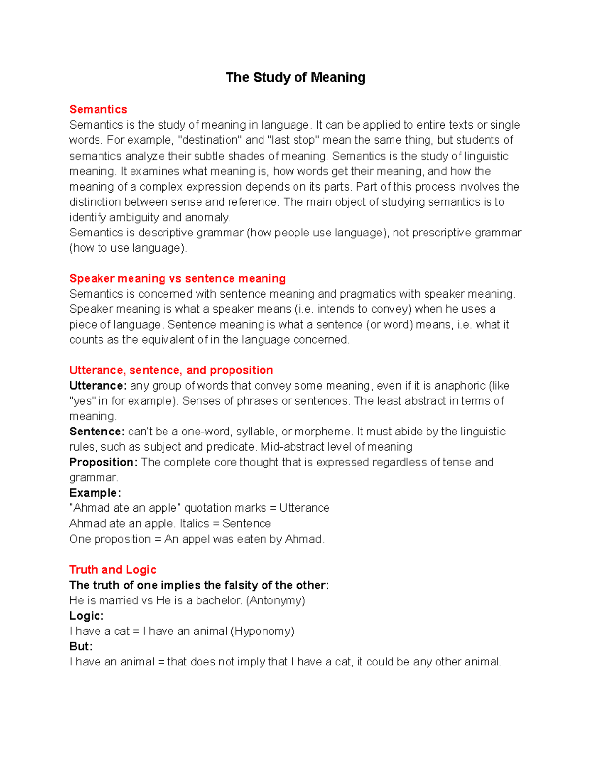 Semantics week 1 - ssss - The Study of Meaning Semantics Semantics is the study of meaning in ...