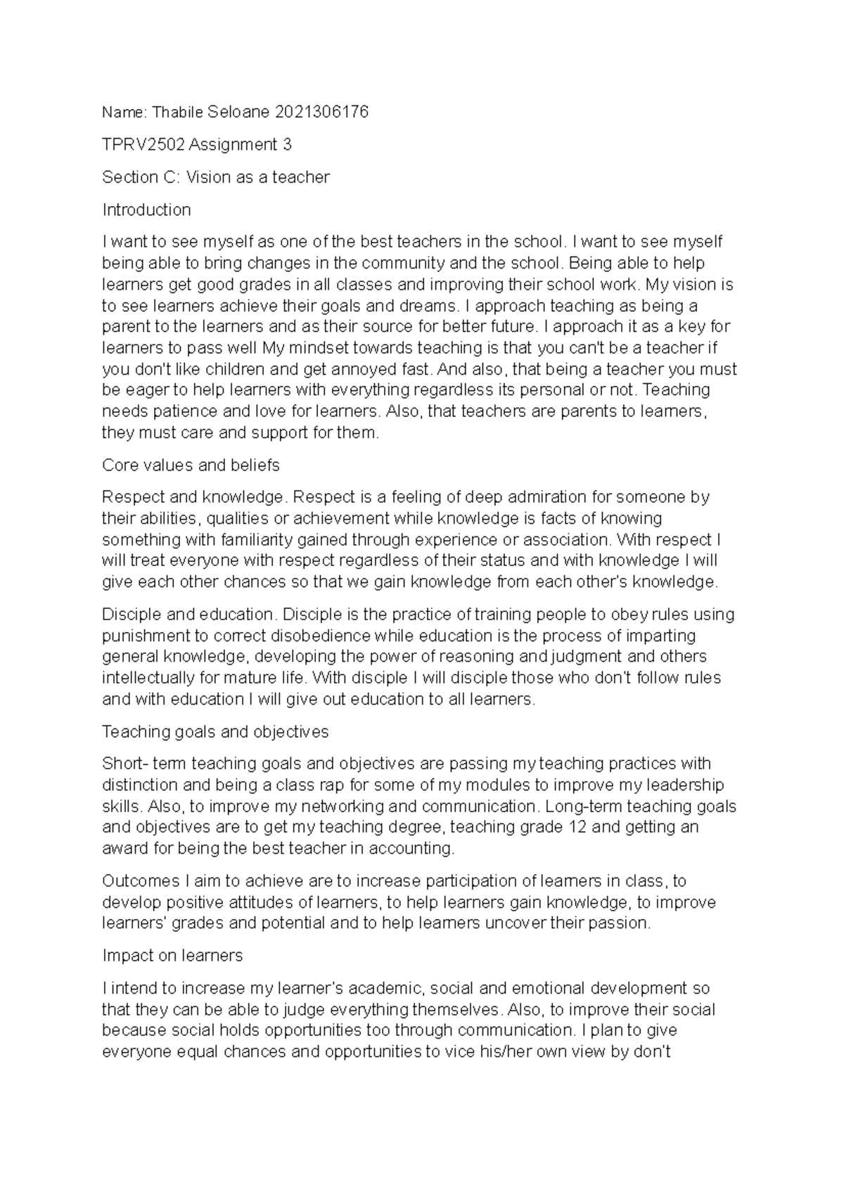 2021306176 TPRV2502 Section C - Name: Thabile Seloane 2021306176 ...