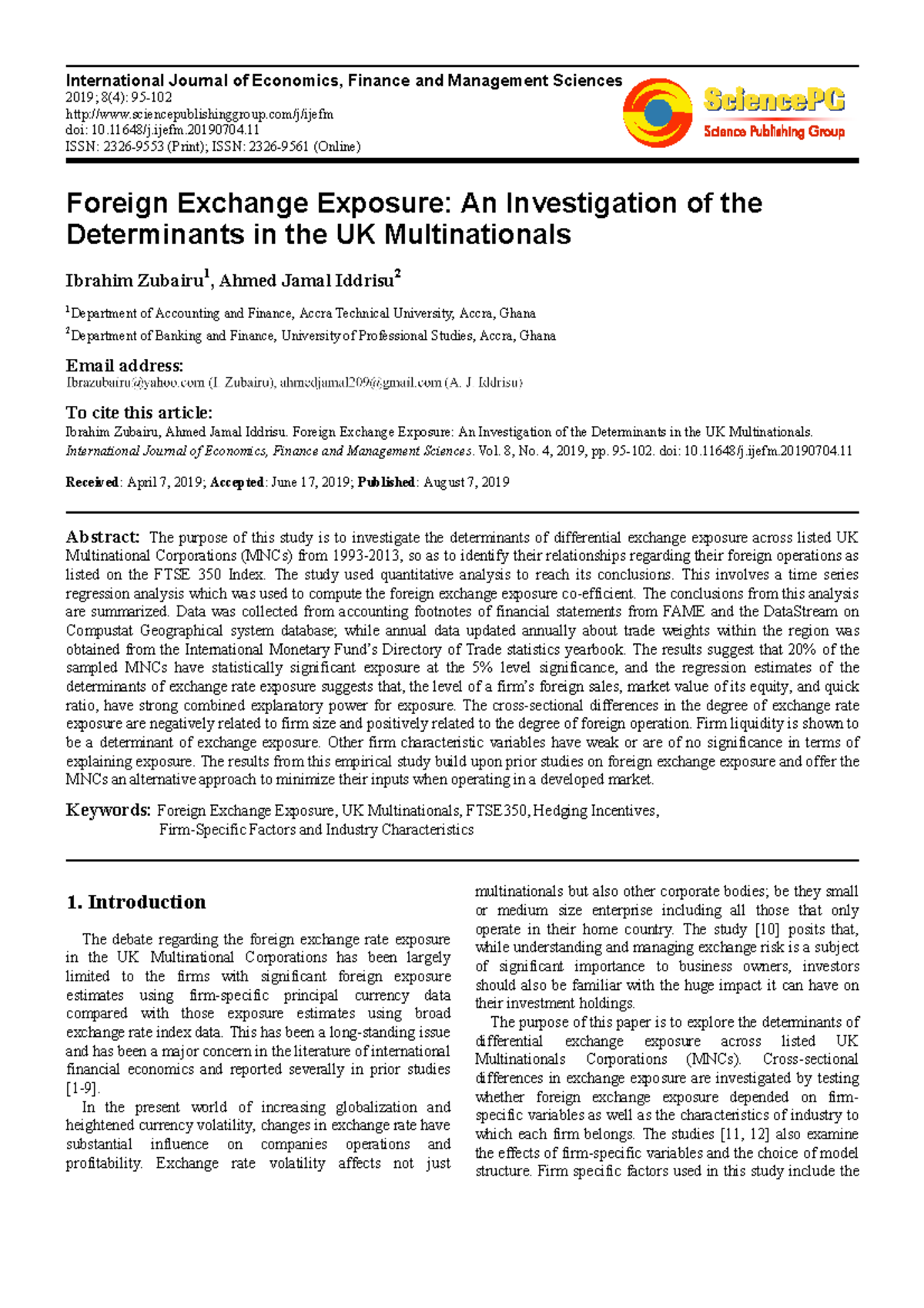 Foreign Exchange Exposure An Investigati - International Journal of ...