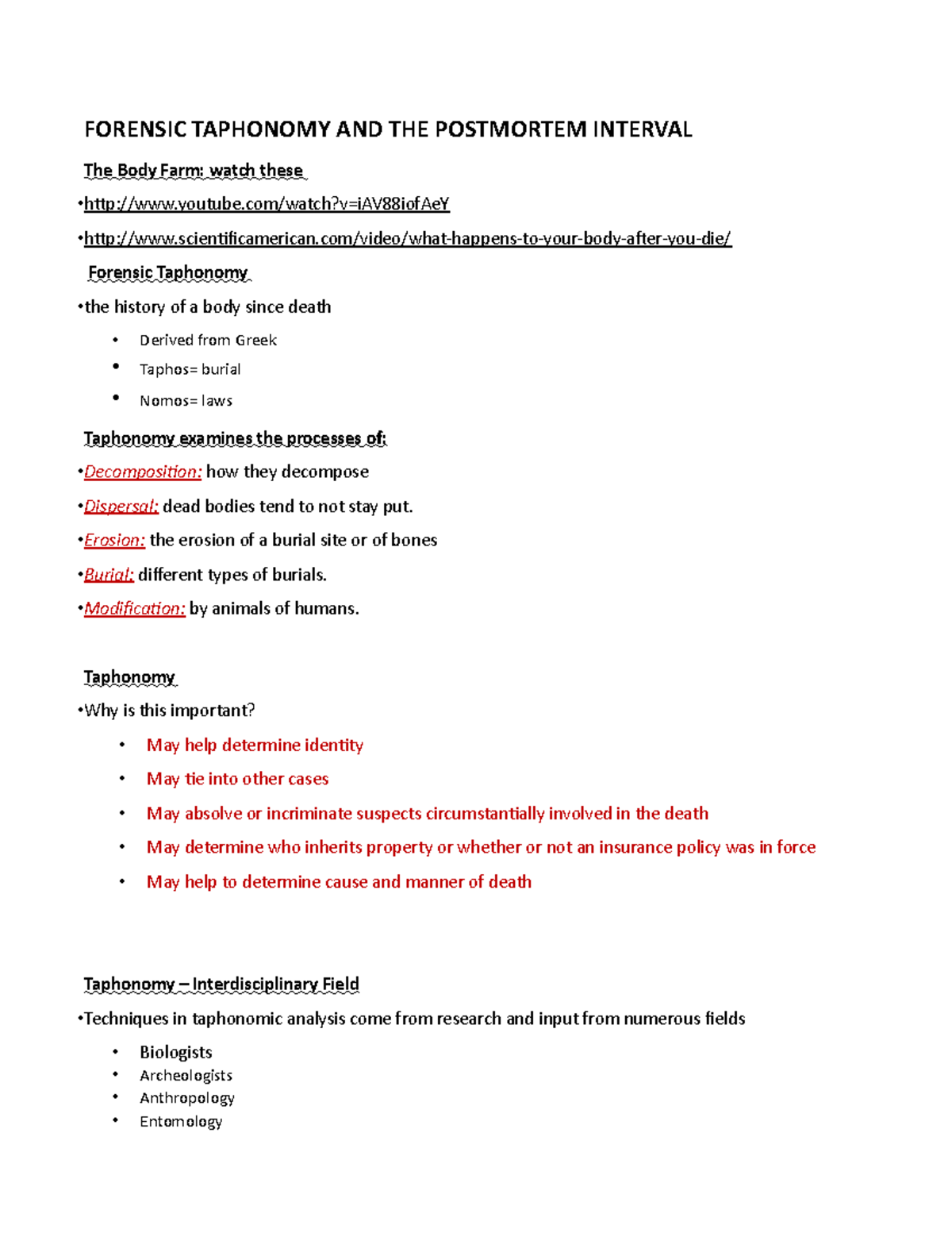 Forensic Taphonomy-PMI - FORENSIC TAPHONOMY AND THE POSTMORTEM INTERVAL ...