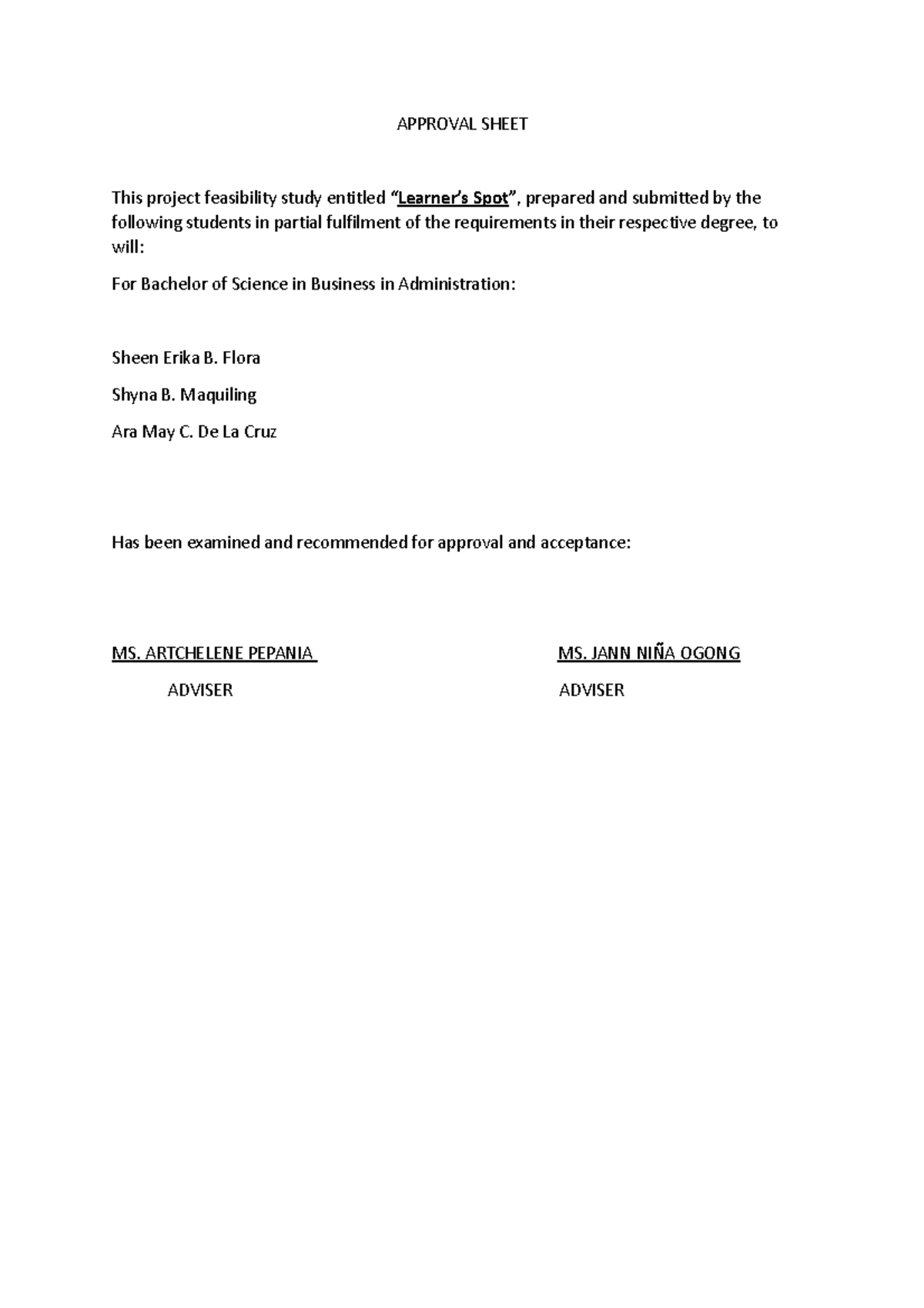 Learners-spot-Flora-Maquiling-De-la-Cruz - APPROVAL SHEET This project ...