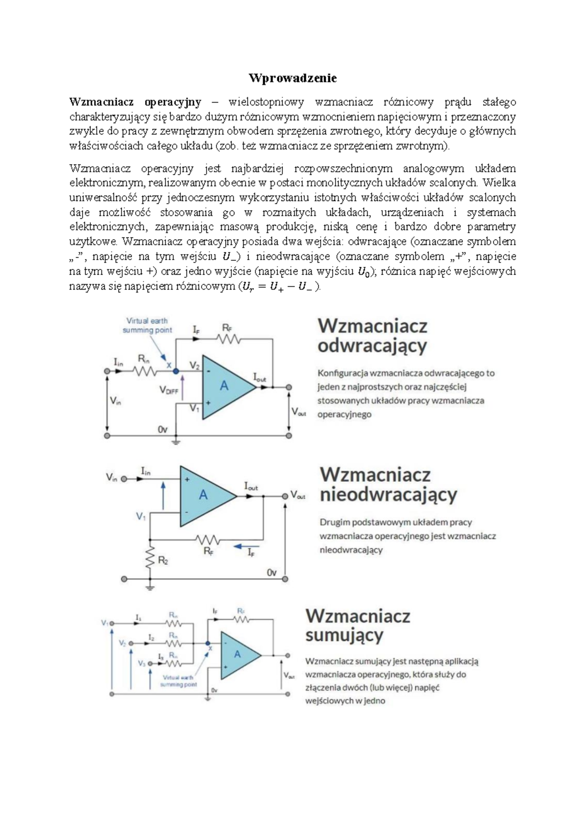 Sprawozdanie-Wzmacniacze-Operacyjne - Wprowadzenie Wzmacniacz operacyjny – wielostopniowy ...