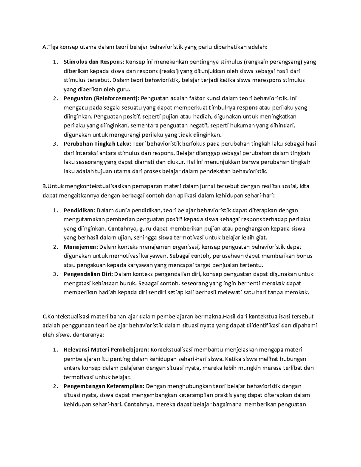 Analisis lk 1 teori - OKE OKJE - A konsep utama dalam teori belajar ...