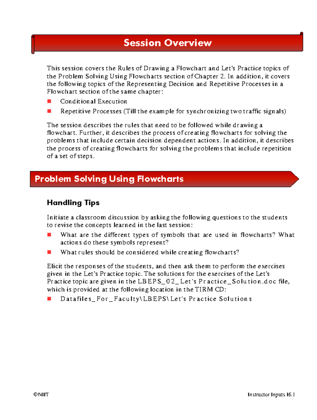 11 Lbeps CG Session 06 Inputs - NIIT Instructor Inputs I6. This session ...