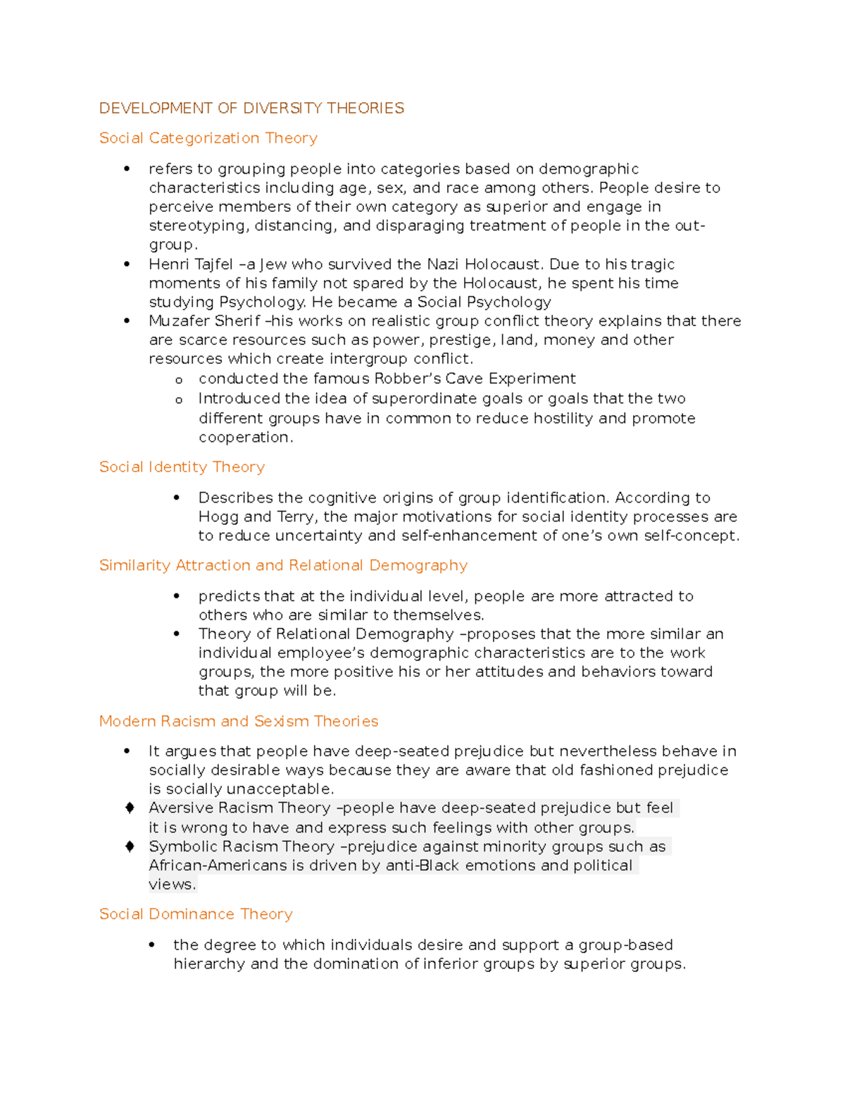 Development of Diversity Theories - DEVELOPMENT OF DIVERSITY THEORIES ...