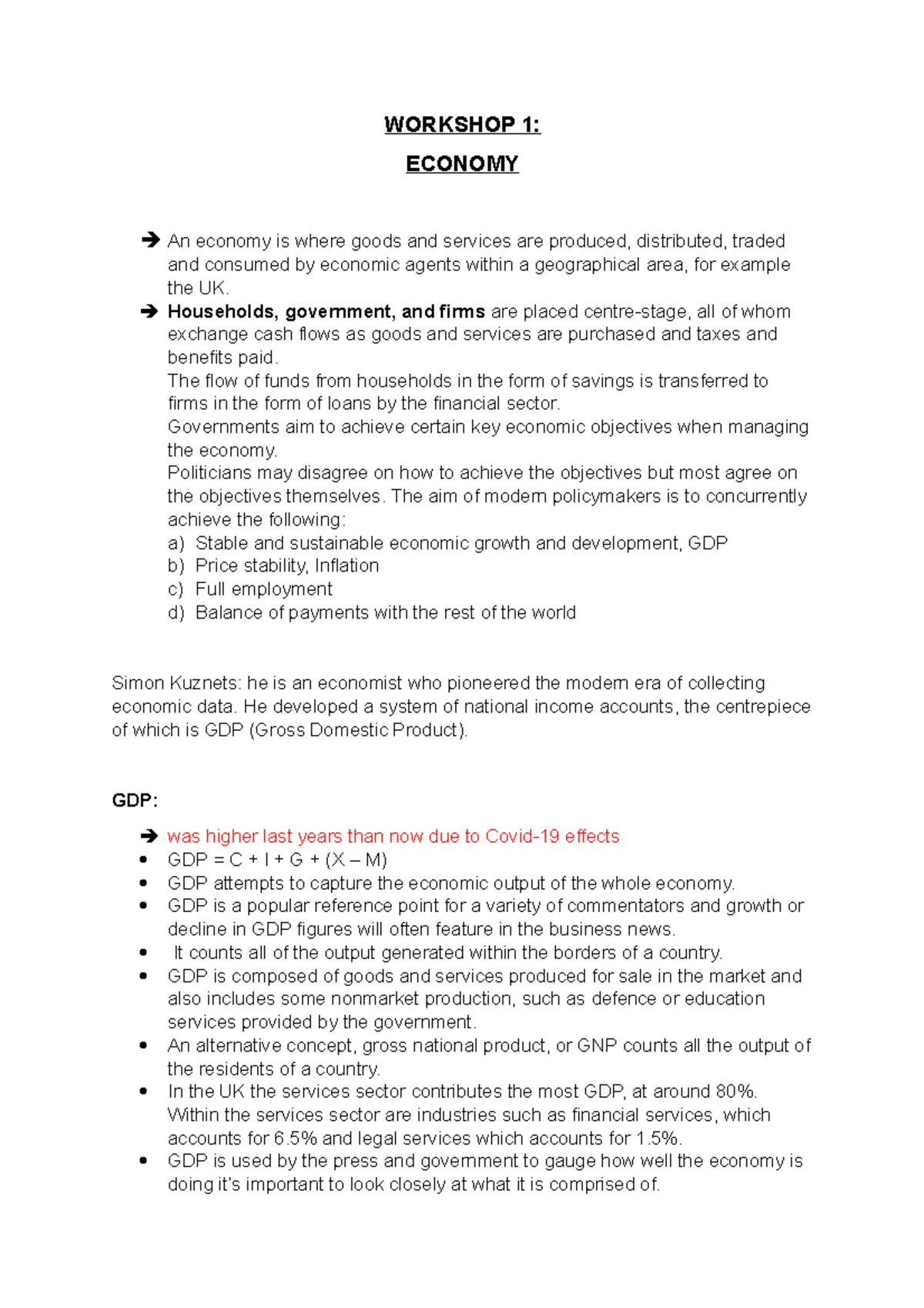 Workshop 1 notes from the attached Articles - WORKSHOP 1: ECONOMY An ...