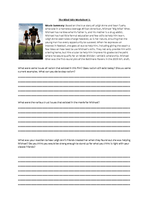 The Blind Side Worksheet 1 - Michael has no idea who his father is, and ...