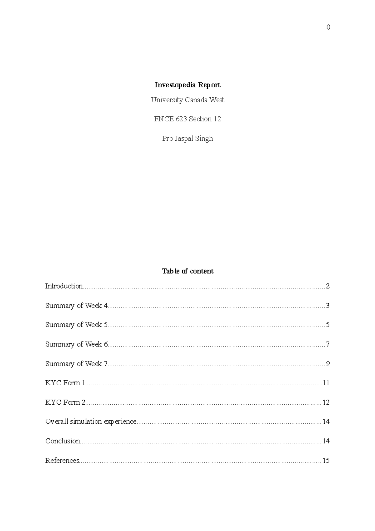 Investopedia Report - Investopedia Report University Canada West FNCE ...