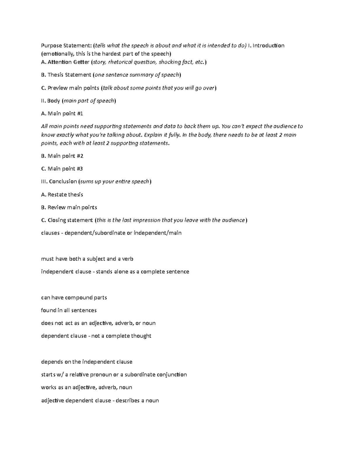 Ap english notes 3 - Purpose Statement: ( tells what the speech is ...