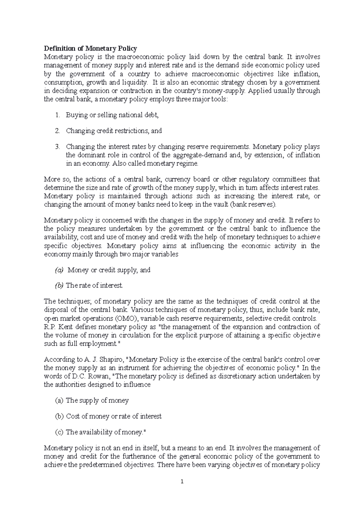 Monetary Policy - Gnnvgn - Definition of Monetary Policy Monetary ...