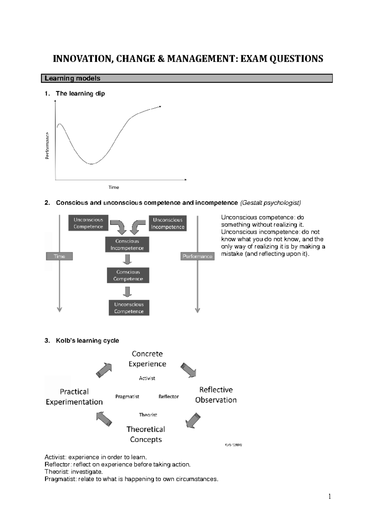 A summary of all the major models and theories. Both the book, the ...