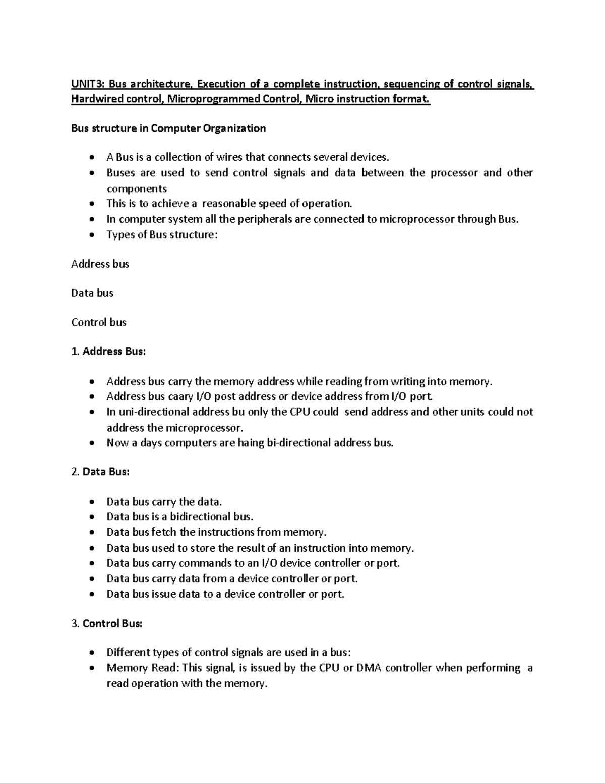CADS Unit 3 - CADS unit 3 notes / 3rd sem - UNIT3: Bus architecture ...
