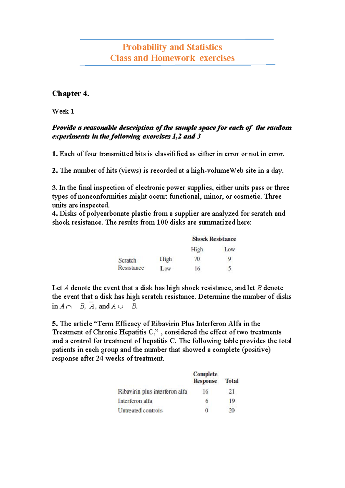 HW Probability and Statistics - Probability and Statistics Class and ...