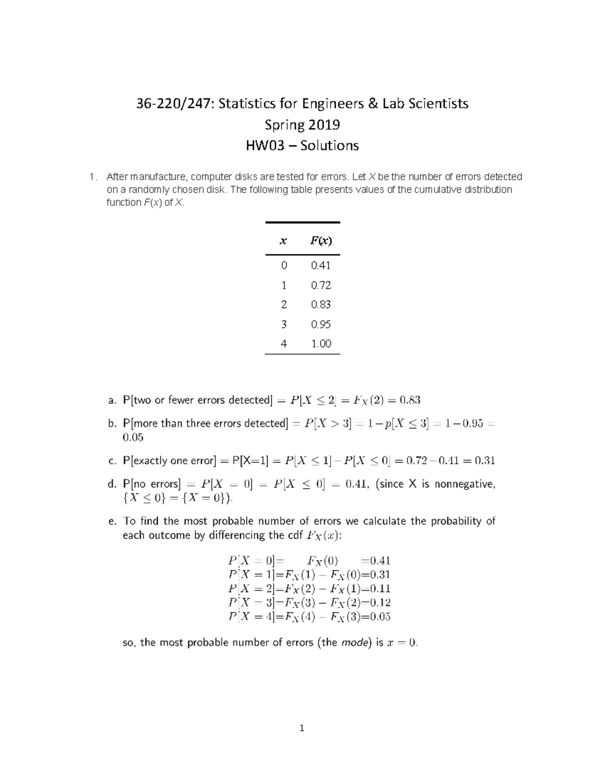 HW 03 - solutions - Homework - Warning: TT: undefined function: 32 36-220/247: Statistics for ...