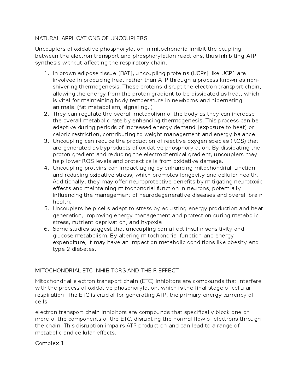 Natural Applications OF Uncouplers - NATURAL APPLICATIONS OF UNCOUPLERS ...