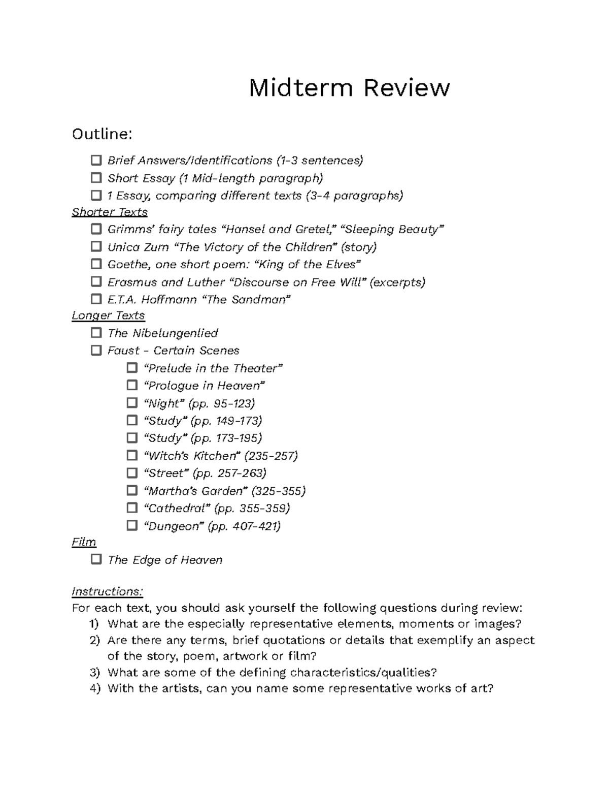Mid Term Review Midterm Review Outline Brief Answers Identifications