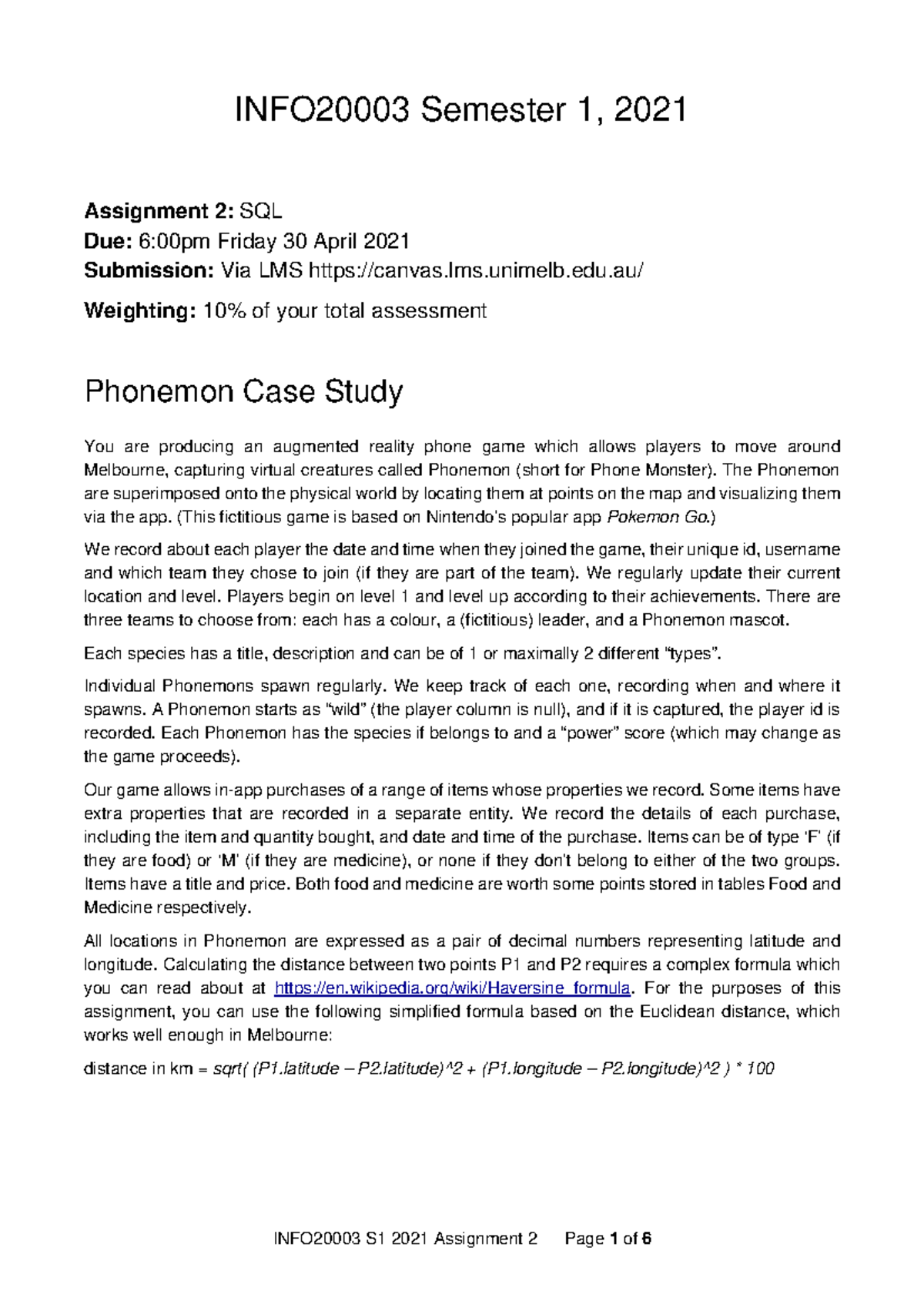 INFO2000 3 A2 2021 S1 - Database systems assignment 1 2021 - INFO20003 ...
