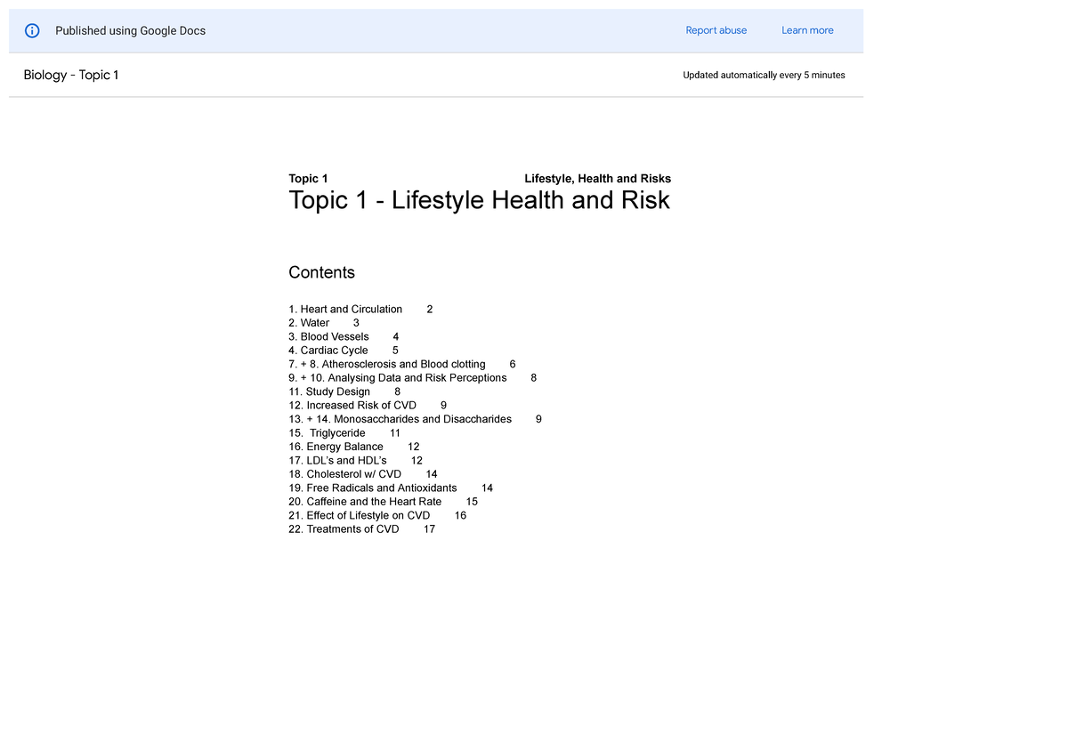Topic 1- Lifestyle Health And Risk - Topic 1 Lifestyle, Health and ...