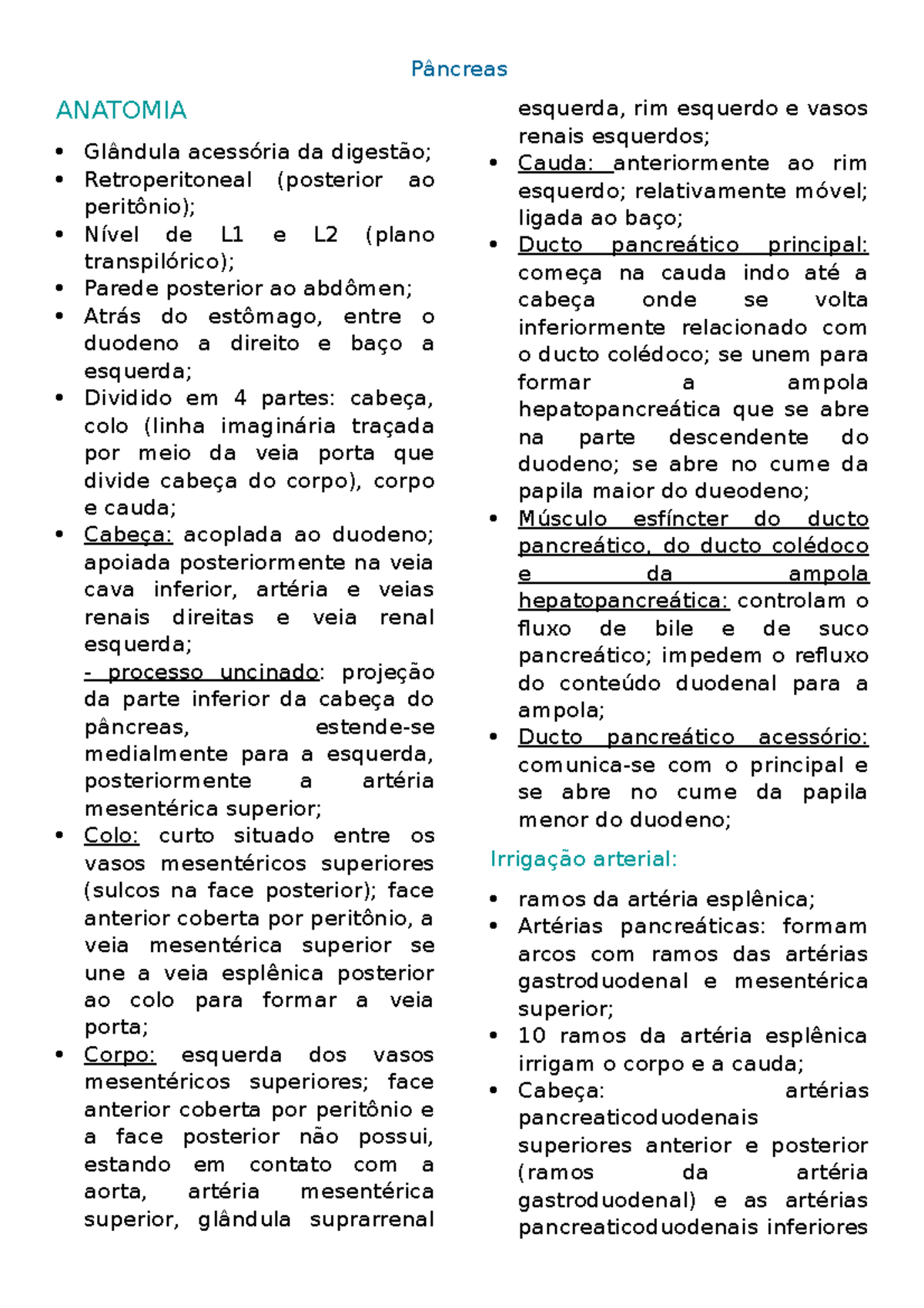Fisiologia Pâncreas - Pâncreas ANATOMIA Glândula acessória da digestão ...