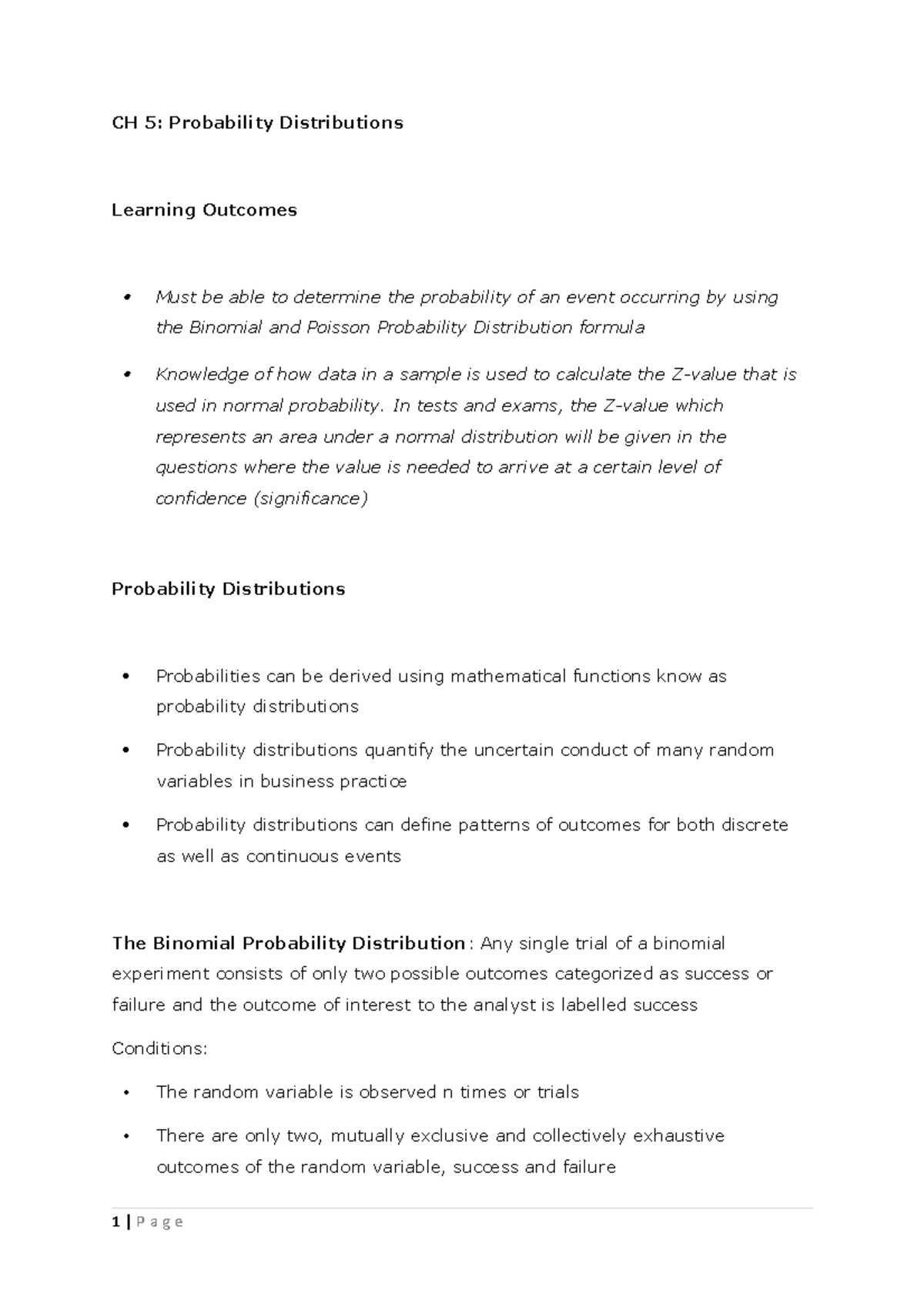 Unit 5 Probability Distributions - CH 5: Probability Distributions ...