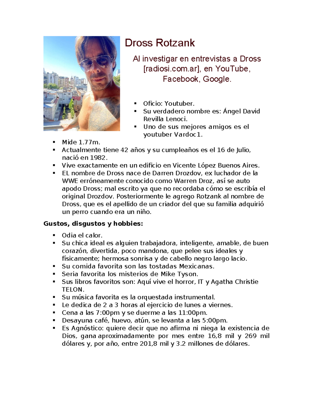 Dross Rotzank - DROS - Dross Rotzank Al investigar en entrevistas a ...