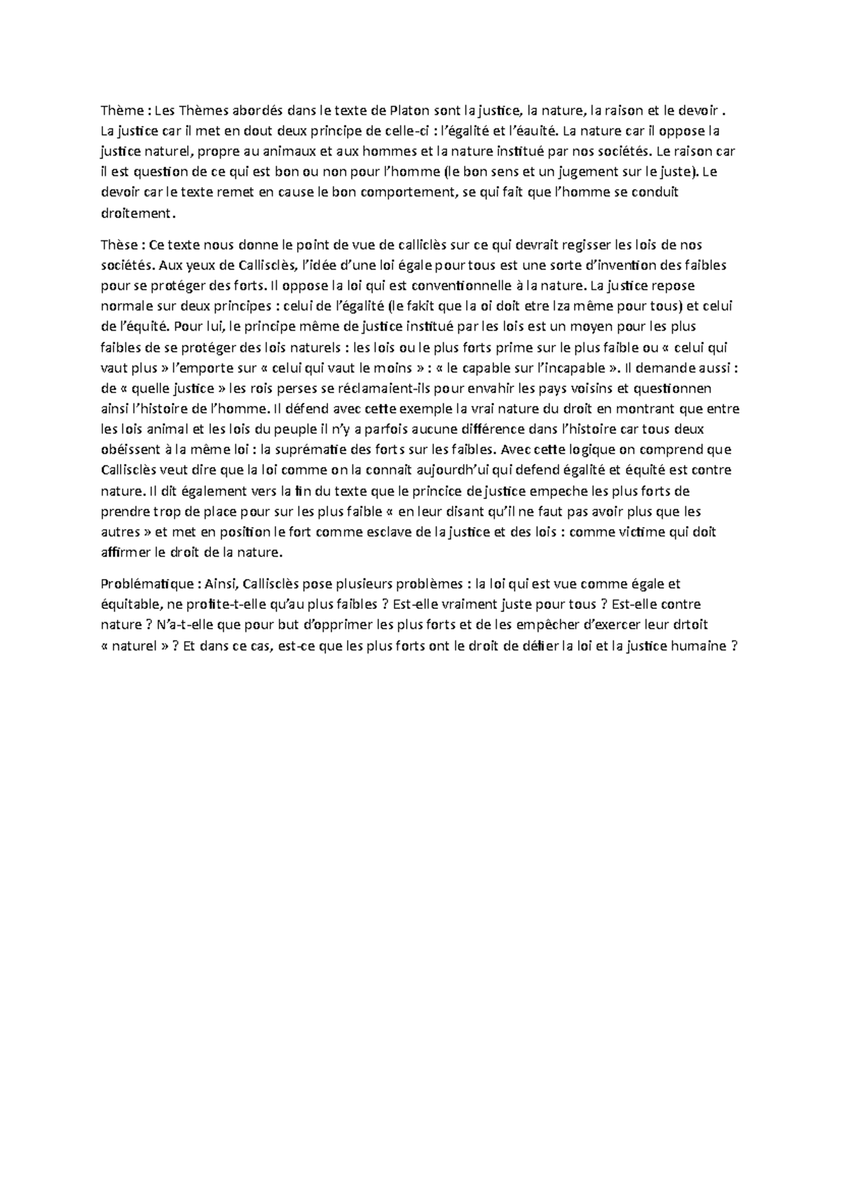 Dm de philo - Thème : Les Thèmes abordés dans le texte de Platon sont ...