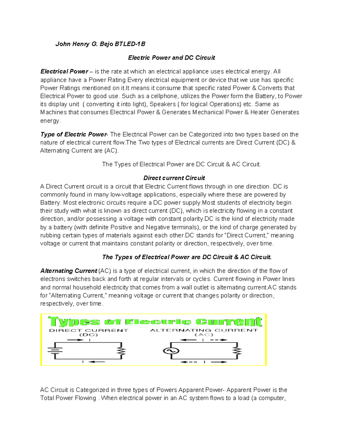 JOHN Henry G.BEJO Electric Power And DC Circuit-Replica - General ...