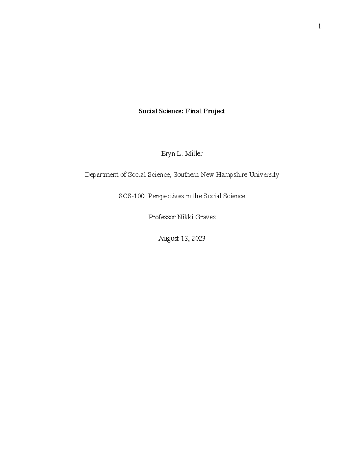 Social Science Final Project Final Draft - Social Science: Final ...