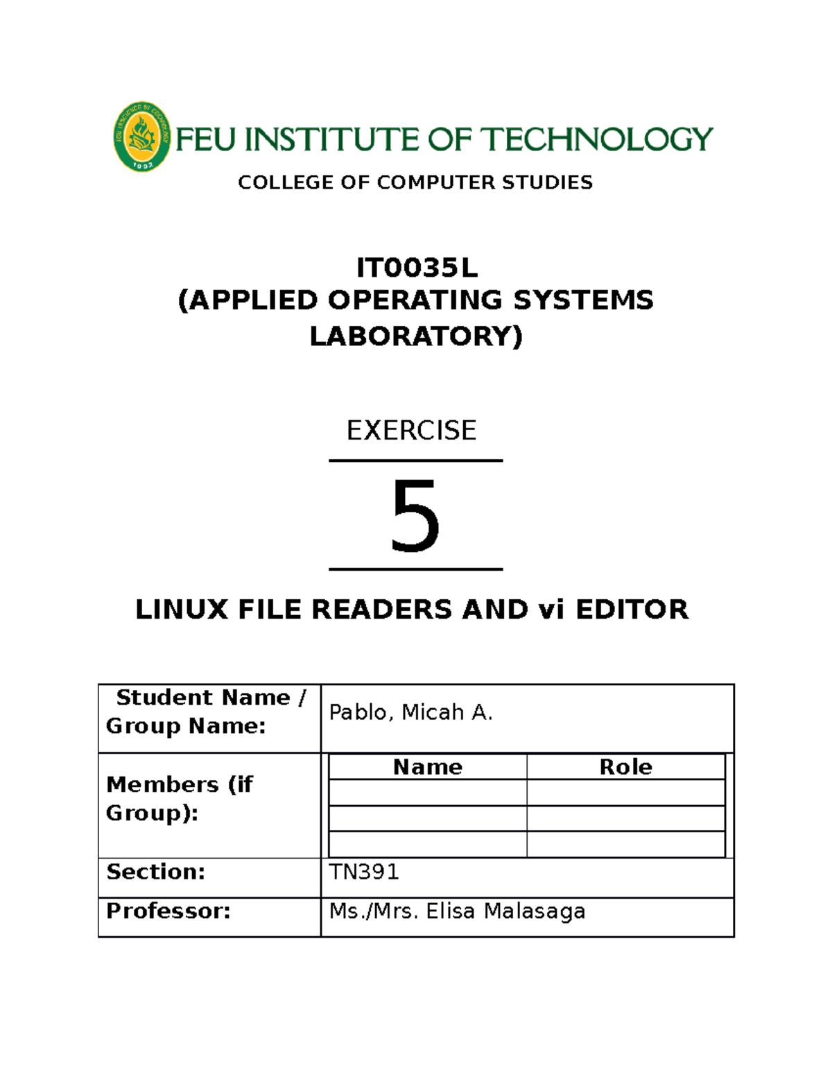 Pablo Laboratory Exercise 5 Linux File Readers and vi editor - IT0035L (APPLIED OPERATING ...