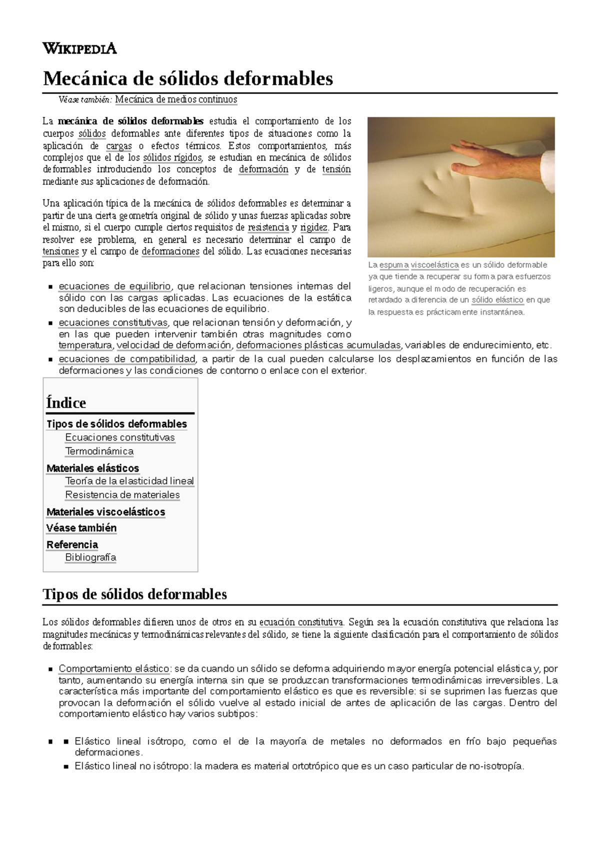 Mecánica De Sólidos Deformables La Espuma Viscoelástica Es Un Sólido