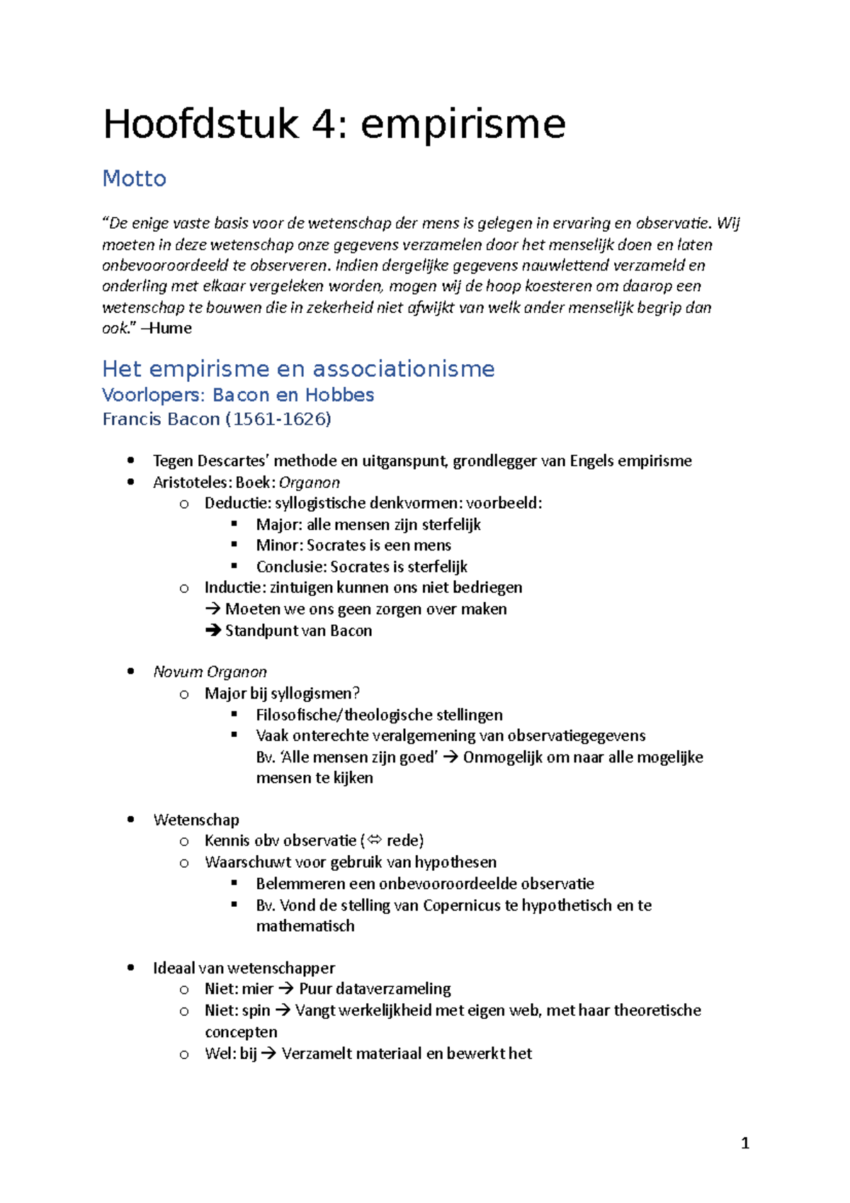 Hoofdstuk 4-Empirisme - Hoofdstuk 4: empirisme Motto “ De enige vaste ...