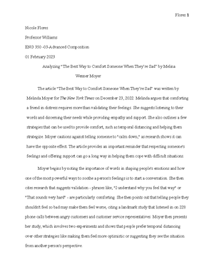 Fourth Assignment - West 1 Alexya West English 350 Dr. Becker 8 October ...