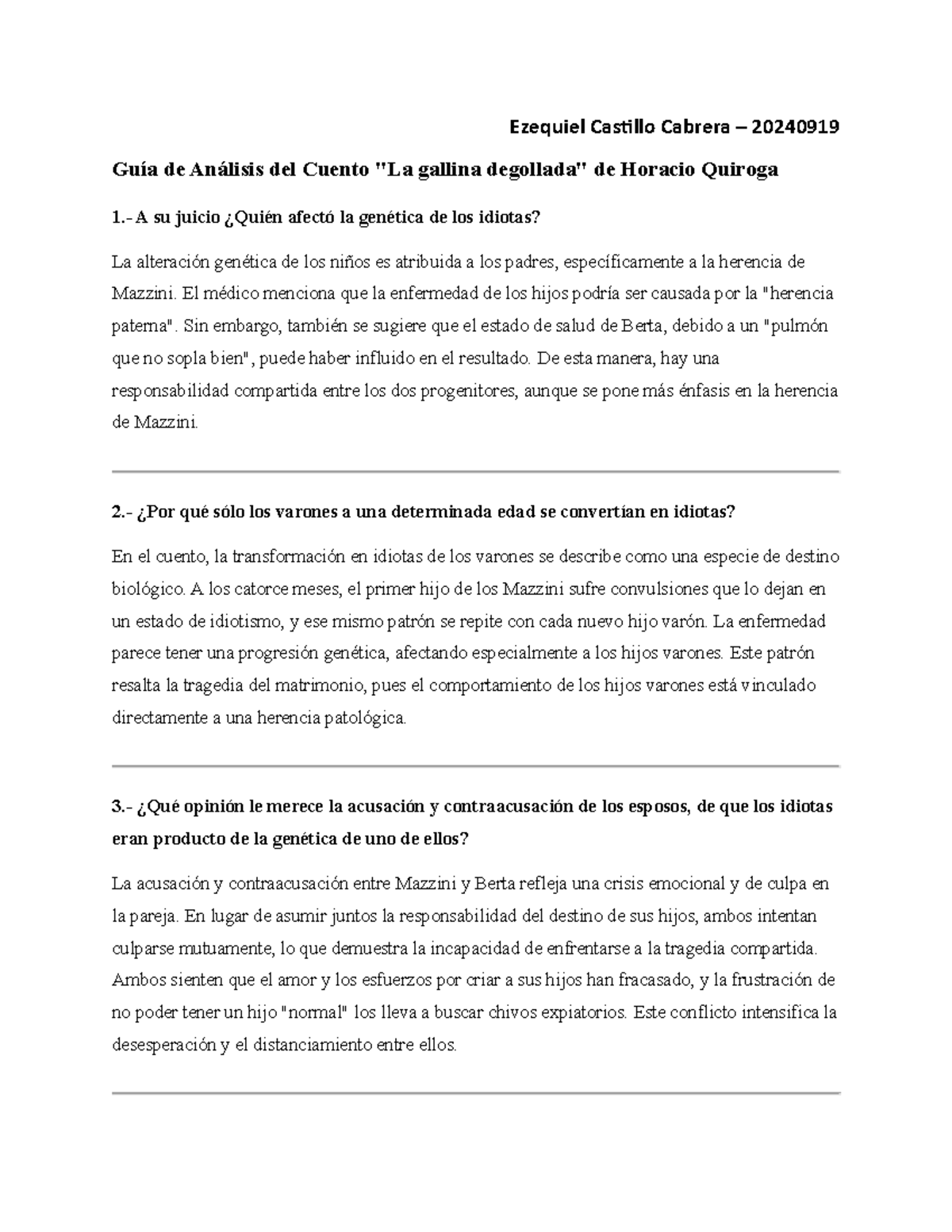 Guía de Análisis del Cuento La gallina degollada de Horacio Quiroga ...