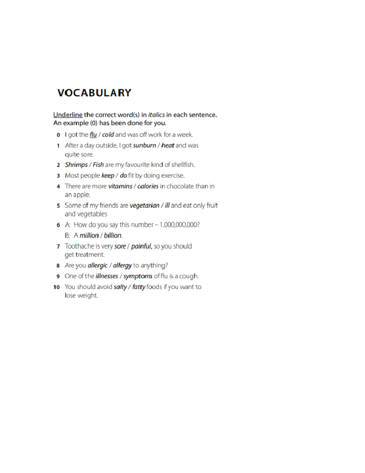 Inter 3 Final TEST Vocabulary HUB UNIT 6 - Ciencias de la salud - Studocu